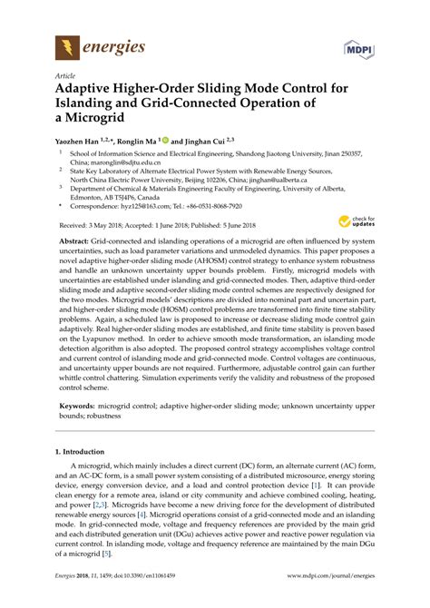 Pdf Adaptive Higher Order Sliding Mode Control For Islanding And Grid