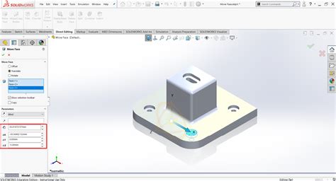 Move Face Trong Direct Editing Tools SOLIDWORKS