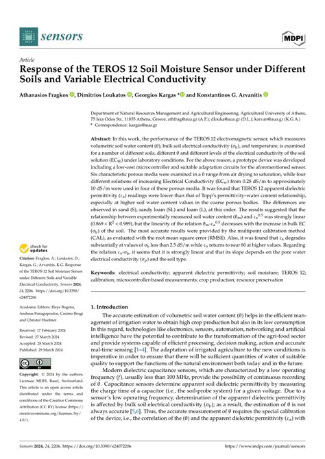 PDF Response Of The TEROS Soil Moisture Sensor Under Different Soils And Variable