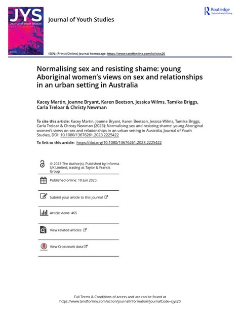 Normalising Sex And Resisting Shame Young Aboriginal Women S Views On