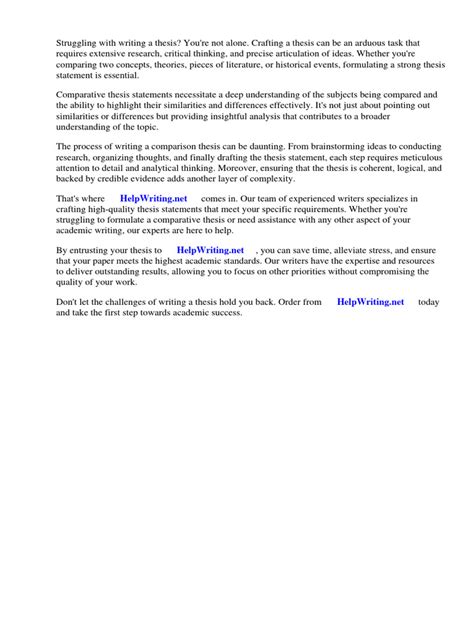 Example Comparison Thesis Statements Pdf Essays Thesis