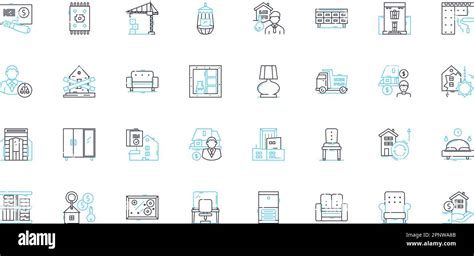 Interior Design Industry Linear Icons Set Aesthetics Ambiance Art Beauty Comfort