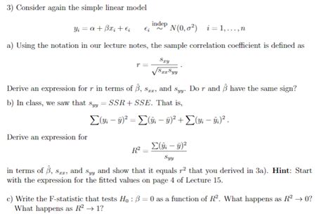 Solved Consider Again The Simple Linear Model Indep N Chegg