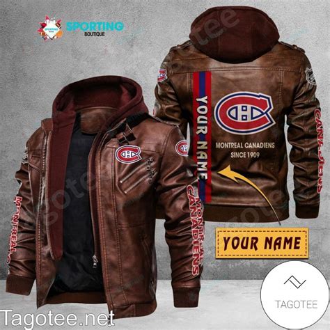 Montreal Canadiens Custom Name Logo Leather Jacket Tagotee