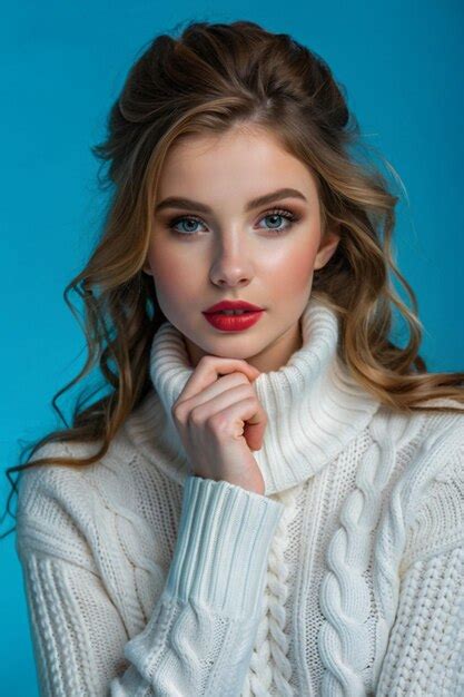 Beautiful British Girl In White Sweater Premium Ai Generated Image