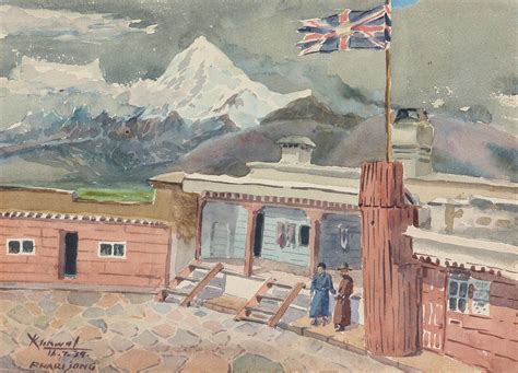 Bonhams Kanwal Krishna Indian 1910 1993 The British Residence Bungalow Pagri Phari Tibet