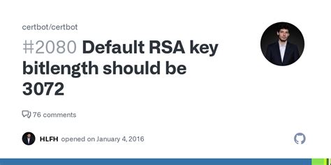 Default Rsa Key Bitlength Should Be 3072 · Issue 2080 · Certbotcertbot · Github
