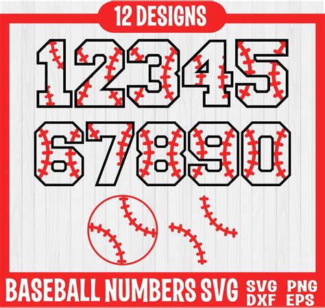 Baseball Numbers Baseball Svg Baseball Stitch Baseball Font Svg