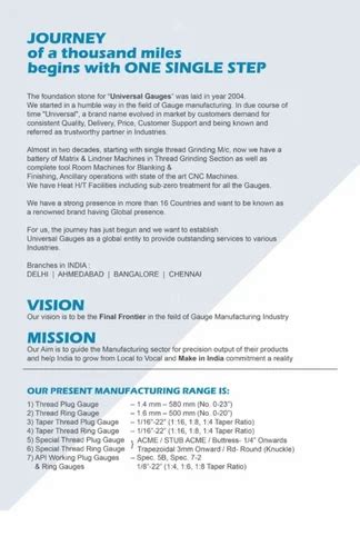 Universal Gauges OHNS Line Pipe Thread Gauges API 5B Spec At 3500