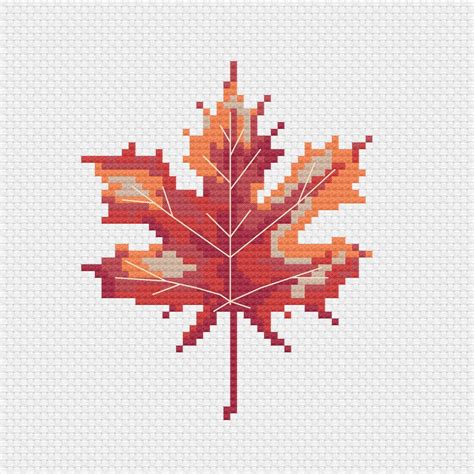 Maple Leaf Cross Stitch Pdf Pattern Etsy