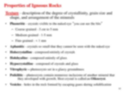 Chapter 3 Igneous Textures Summaries History Docsity