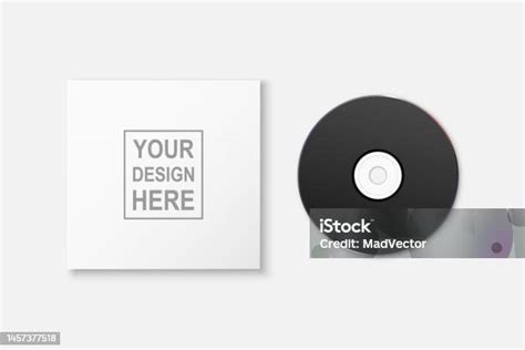 벡터 3d 현실적인 블랙 Cd 종이 커버가 있는 Dvd 봉투 케이스 격리 Cd 상자 모형에 대 한 포장 디자인 템플릿입니다 컴팩트 디스크 아이콘 상위 뷰 0명에 대한 스톡
