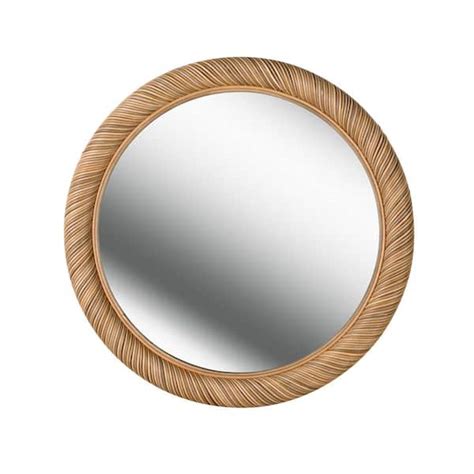 Manor Brook Macklin 29 75 In X 29 75 In Bohemian Round Rattan Framed Wall Mirror Mb100650