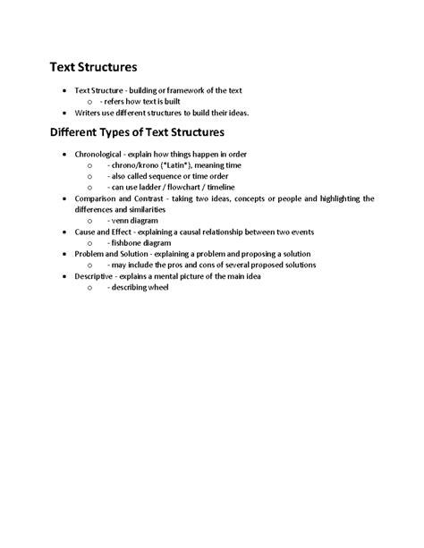 Text Structures Text Structures Text Structure Building Or Framework Of The Text O Refers