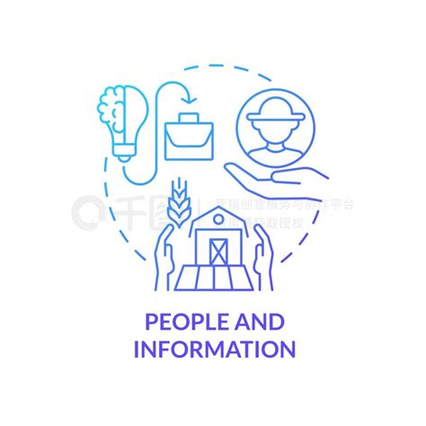 更广泛网页ui 人和信息蓝色渐变概念图标。就业。更广泛的农业商业环境抽象思想细线插图。孤立的轮廓图。使用 Myriad Pro Bold 字体。人和信息蓝色渐变概念图标 模板免费下载 Eps