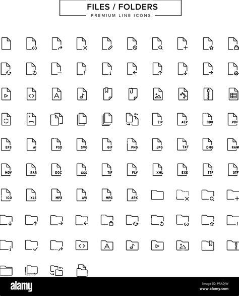 Files Folders Line Icon Set Stock Vector Image Art Alamy