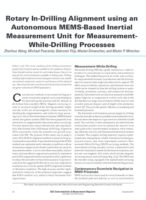 Pdf Rotary In Drilling Alignment Using An Autonomous Mems Based