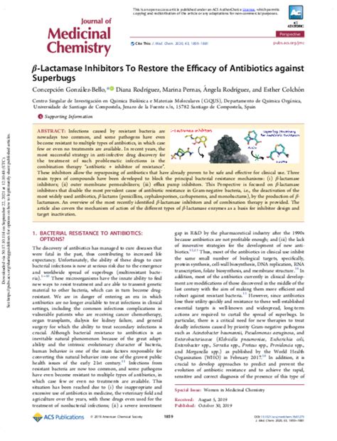 Pdf β Lactamase Inhibitors To Restore The Efficacy Of Antibiotics