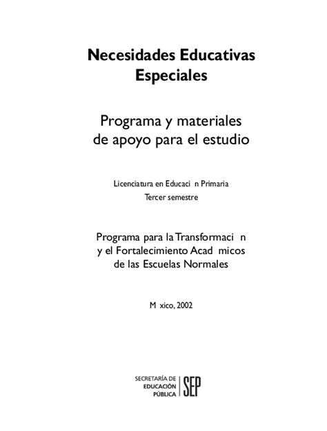 (PDF) Necesidades Educativas Especiales Programa y materiales de apoyo ...