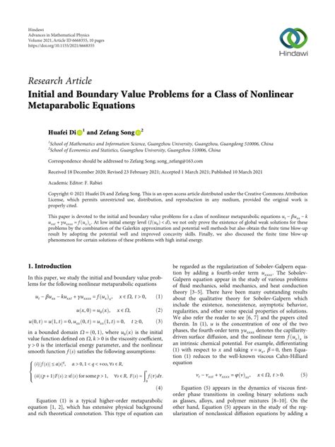 Pdf Initial And Boundary Value Problems For A Class Of Nonlinear