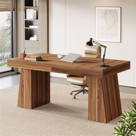 Byblight Moronia 55 In Rectangle Brown Engineered Wood Executive Desk