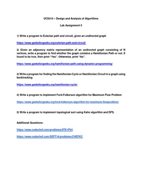 Lab Assignment 5 Graph Pdf