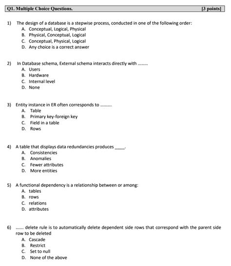 Solved 1 The Design Of A Database Is A Stepwise Process Conducted In One Of The Following