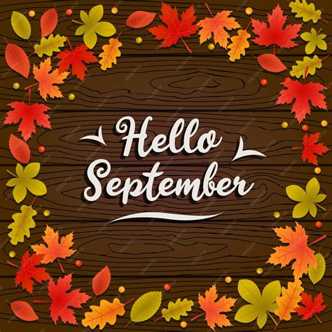 Premium Vector Hello September Autumn Background With Fallen Leaves