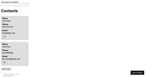 React Hooks Contacts App Lonna Codesandbox