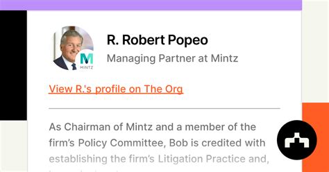 R Robert Popeo Managing Partner At Mintz The Org