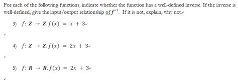 solved for each of the following functions indicate whether