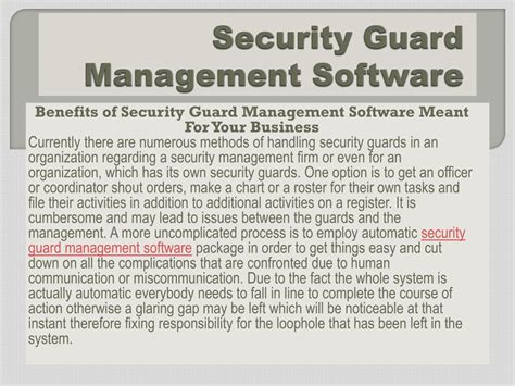 Ppt Security Guard Management Software Powerpoint Presentation Free