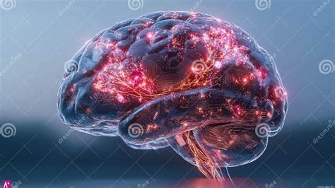 Glowing Digital Neural Network Brain With Illuminated Synapses And