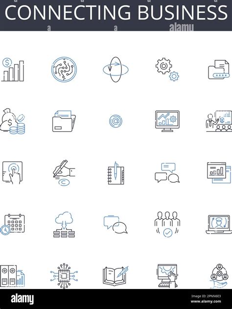 Connecting Business Line Icons Collection Nerking Industry