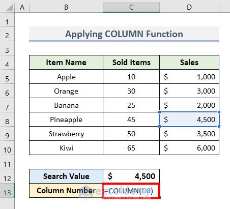 How To Find A Column Number Based On A Value In Excel 3 Methods ExcelDemy
