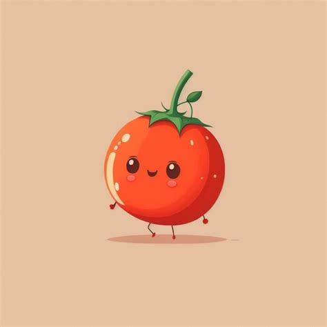 귀여운 토마토 재미있는 야채 만화 캐릭터 벡터 일러스트 레이션 프리미엄 Ai 생성 이미지
