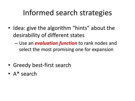 Ppt Informed Search Strategies Powerpoint Presentation Free Download
