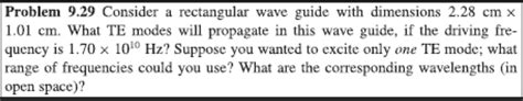 Solved Problem Consider A Rectangular Wave Guide With Chegg