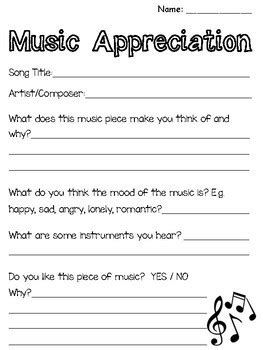 Music Listening Appreciation Worksheets Set Worksheets Library