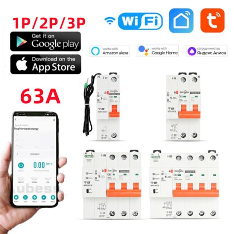 Jiuch Tuya Wifi Measurement Circuit Breaker Smart Life Timer Remote Control Wireless Automatic