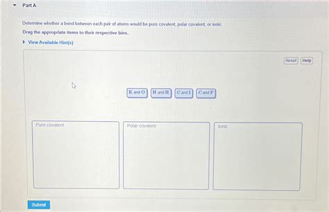 Solved Part ADetermine Whether A Bond Between Each Pair Of Chegg Com