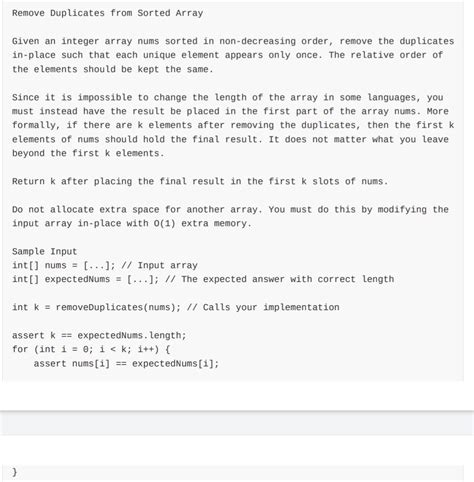 Solved Remove Duplicates From Sorted Array Given An Integer Chegg