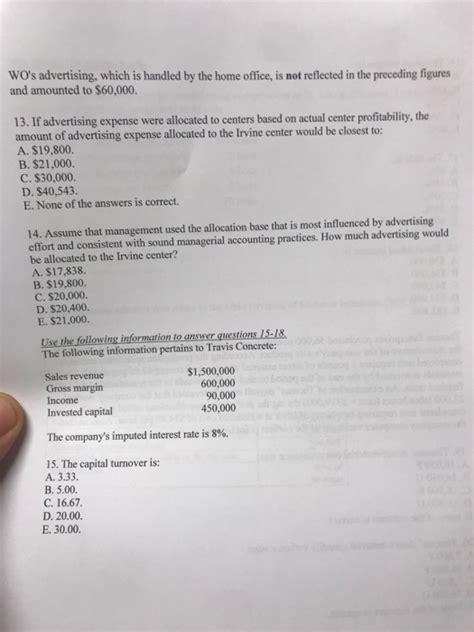 Solved Use The Following Information To Answer Questions