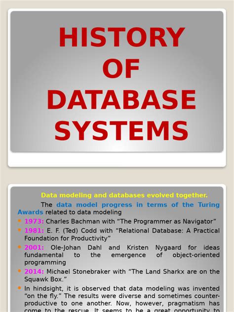 U1 History Of Database Systems Pdf Databases Relational Database