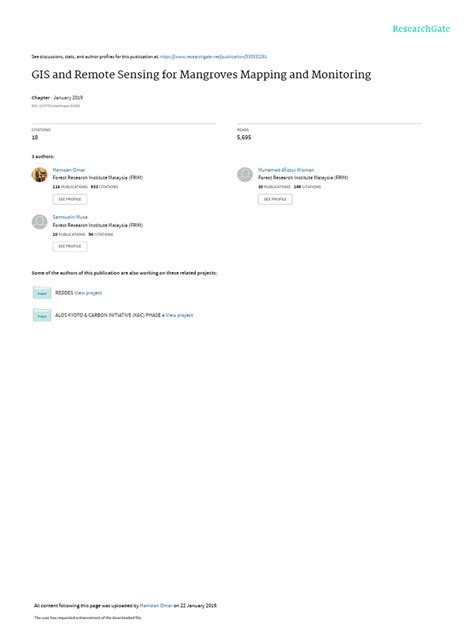 Gis And Remote Sensing For Mangroves Mapping And Monitoring Pdf Mangrove Statistical