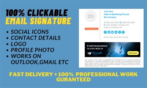 Design A Clickable Html Email Signature For Outlook Gmail Etc By Mma