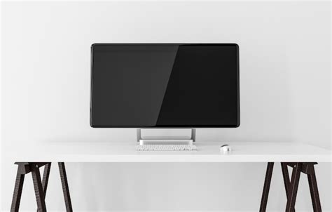 Premium Photo Modern Desktop Computer Monitor Screen Mockup On White