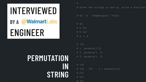 Python Interview With A Walmart Engineer Permutation In String Youtube