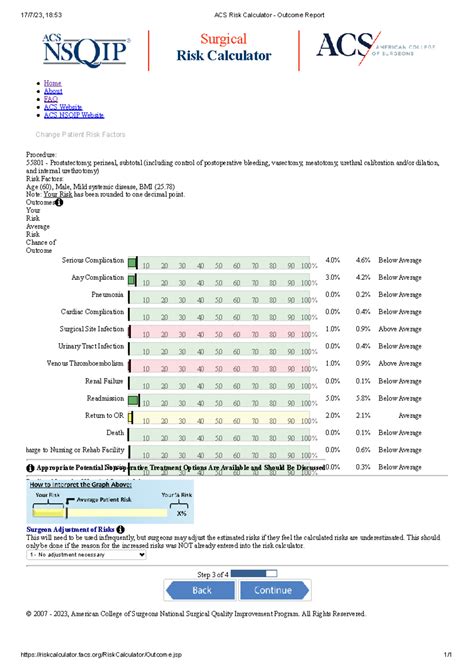 Acs Risk Calculator Outcome Report 17723 1853 Acs Risk