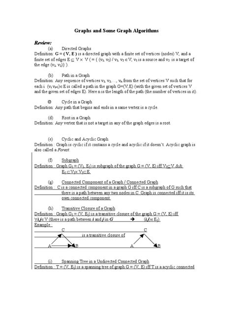 Review Graphs And Some Graph Algorithms Pdf Vertex Graph Theory Computational Problems